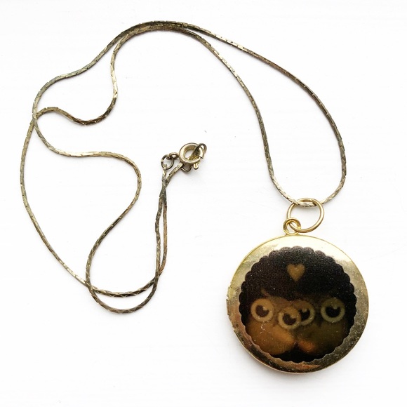 Vintage | Jewelry | Vintage Gold Owl Locket Pendant Necklace | Poshmark